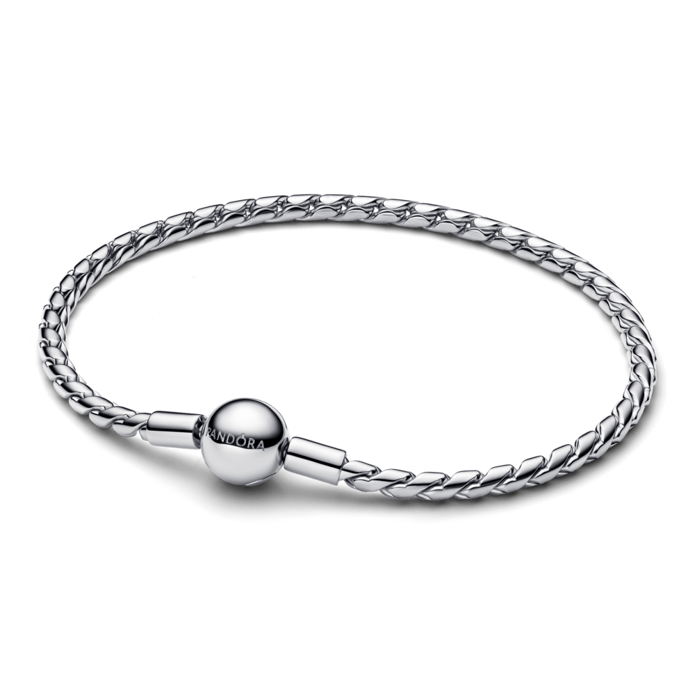 Pandora - Brazalete De Cadena Trenzada Con Broche Redondo Plateado ...
