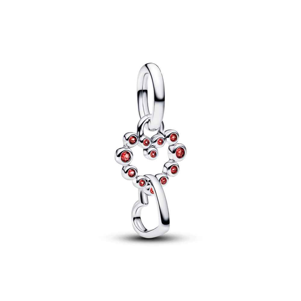 Pandora - Charm Colgante Corazones Conectados y Piedras Rojas | Ofertitas